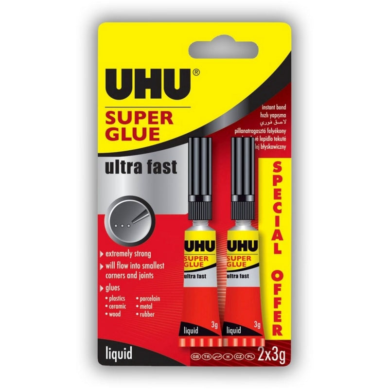 Uhu Ultra Fast Liquid Superglue 2 x 3g — JMart Warehouse