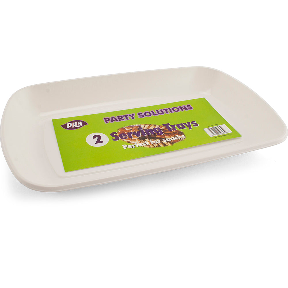 Plates Plastic Serving trays White 35cm x 21cm 2pc — JMart Warehouse